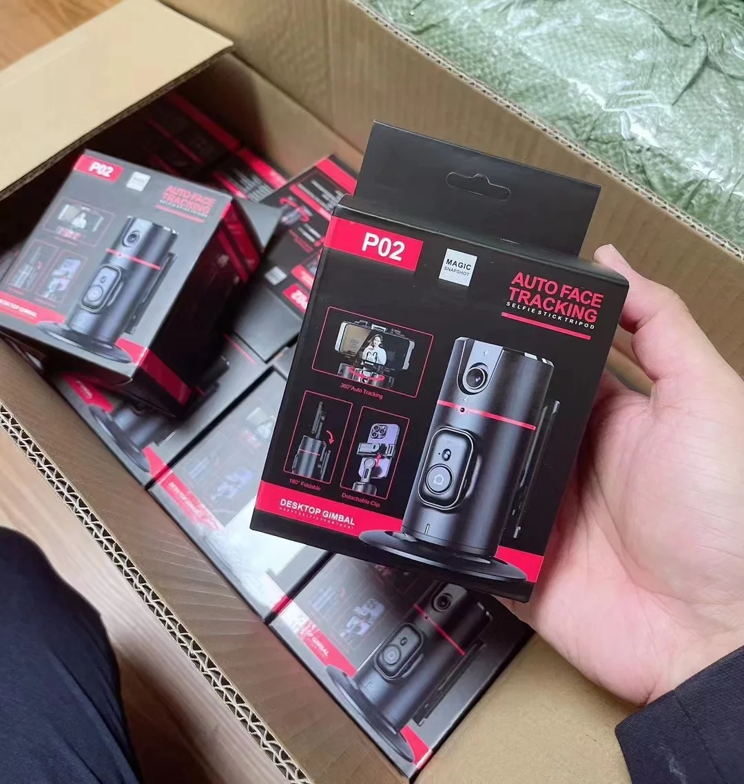 AI Intelligent P02 Gimbal Stabilizer 360 Rotation Auto Face Tracking ...
