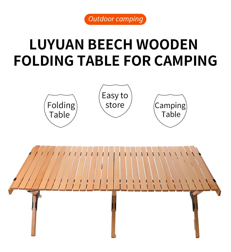 Luyuan Folding Solid Wood Table Camping Portable Foldable Outdoor ...