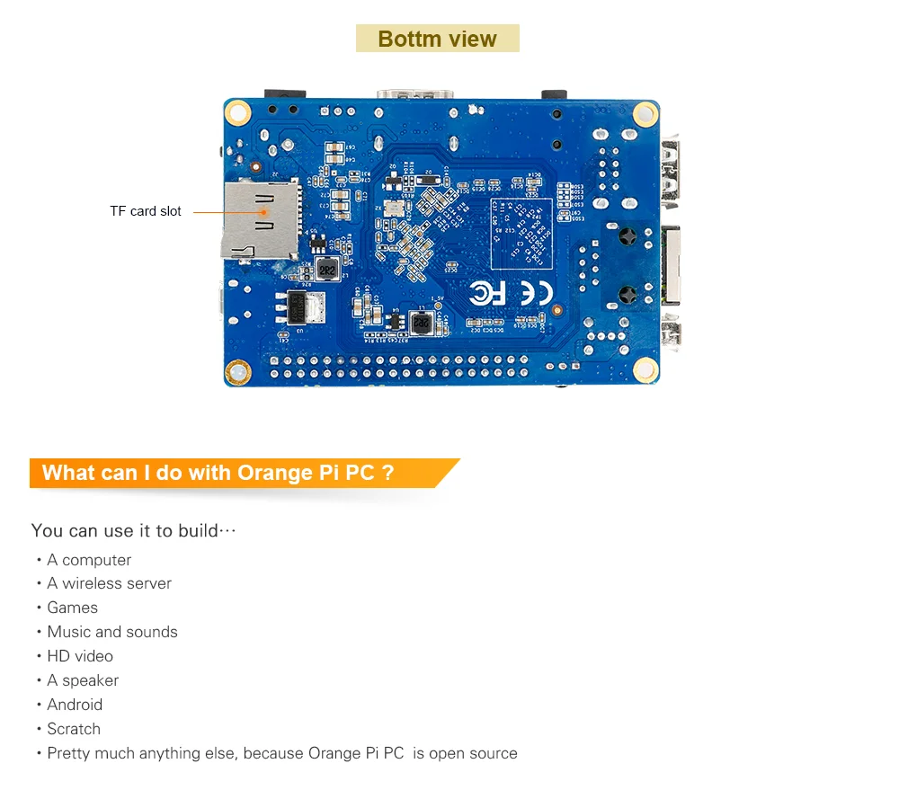 Orange Pi PC H3 Quad-Core 1GB - Versatile Single Board Computer