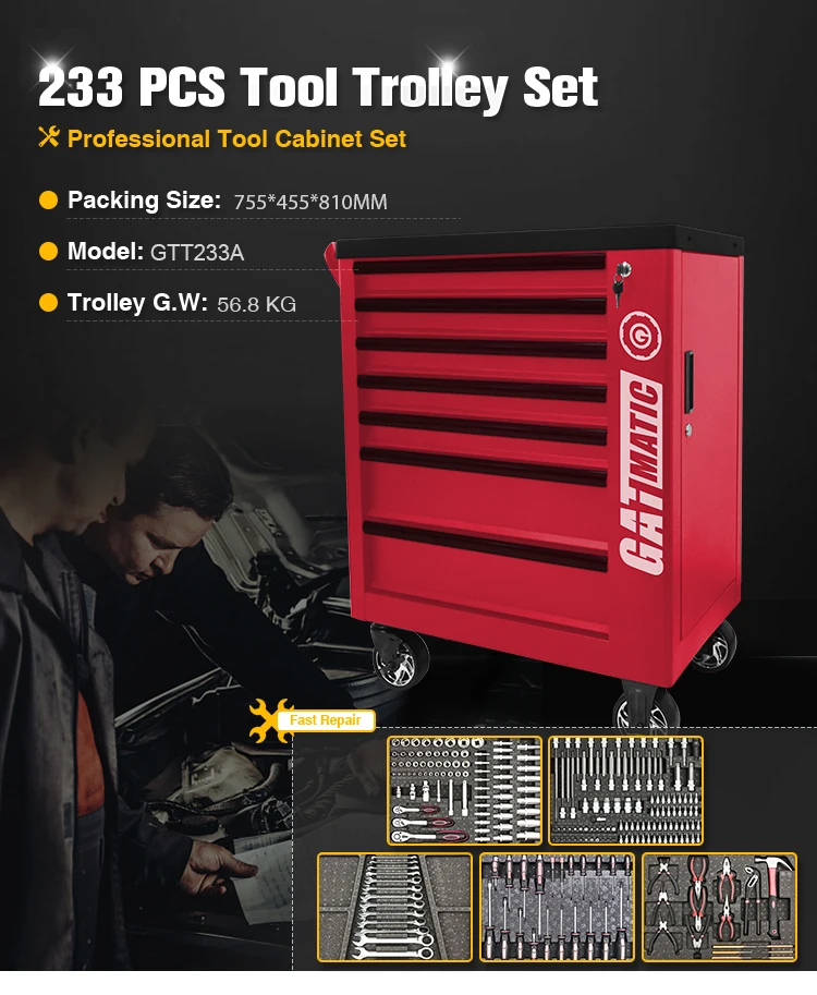 Professional 7 Drawers Tools Box Cabinet Drawer Roller Storage Gabinet ...