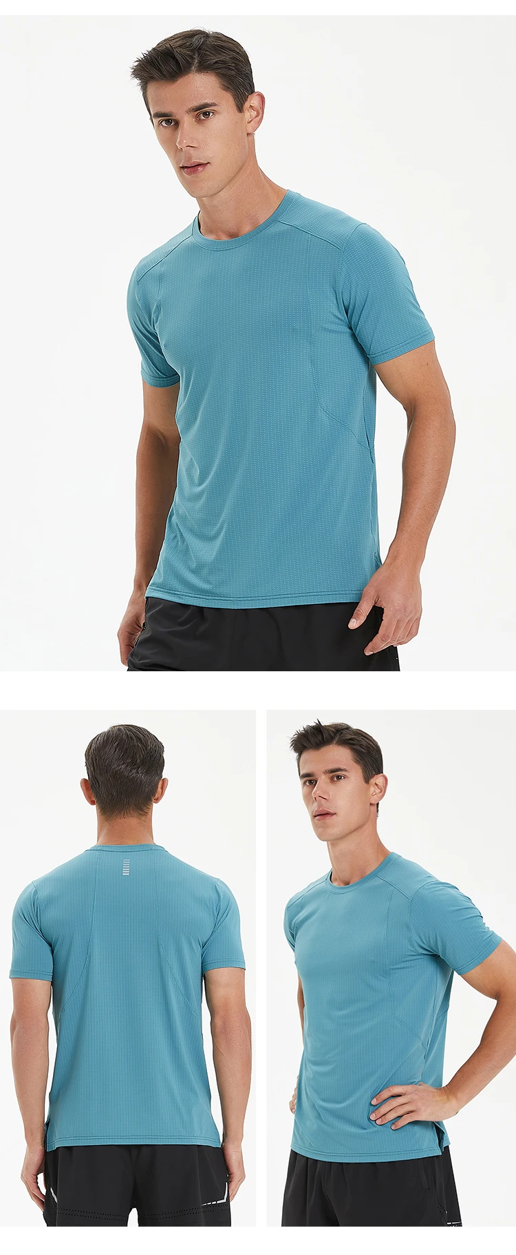 High Elastic Slim Fit Mesh Fabric Men Athletic Shirt Breathable Shirts ...