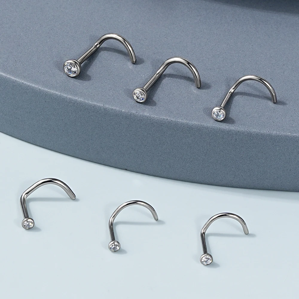 Alibaba.com: G23 2mm 3mm Titanium CZ Screw Nose Stud, Diamond Corkscrew ...