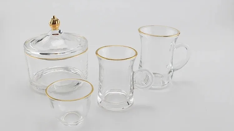 New Arabic Coffee Cup Set With Saucer Tracing Gold And Silver Turkish ...