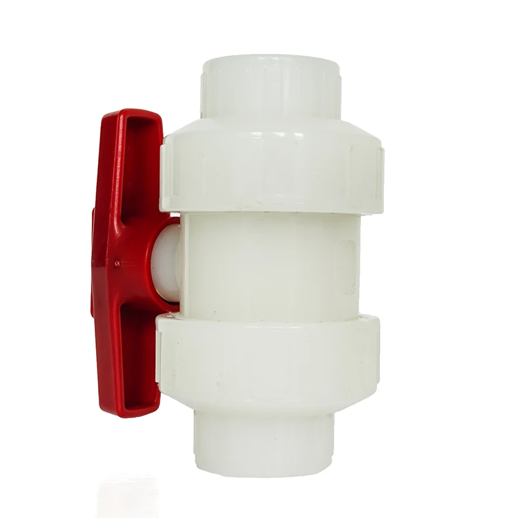 Multi-size Pvdf Manual Ball Valve Double Union Plastic Ball Valve For Pipe Fittings Water Flow ...
