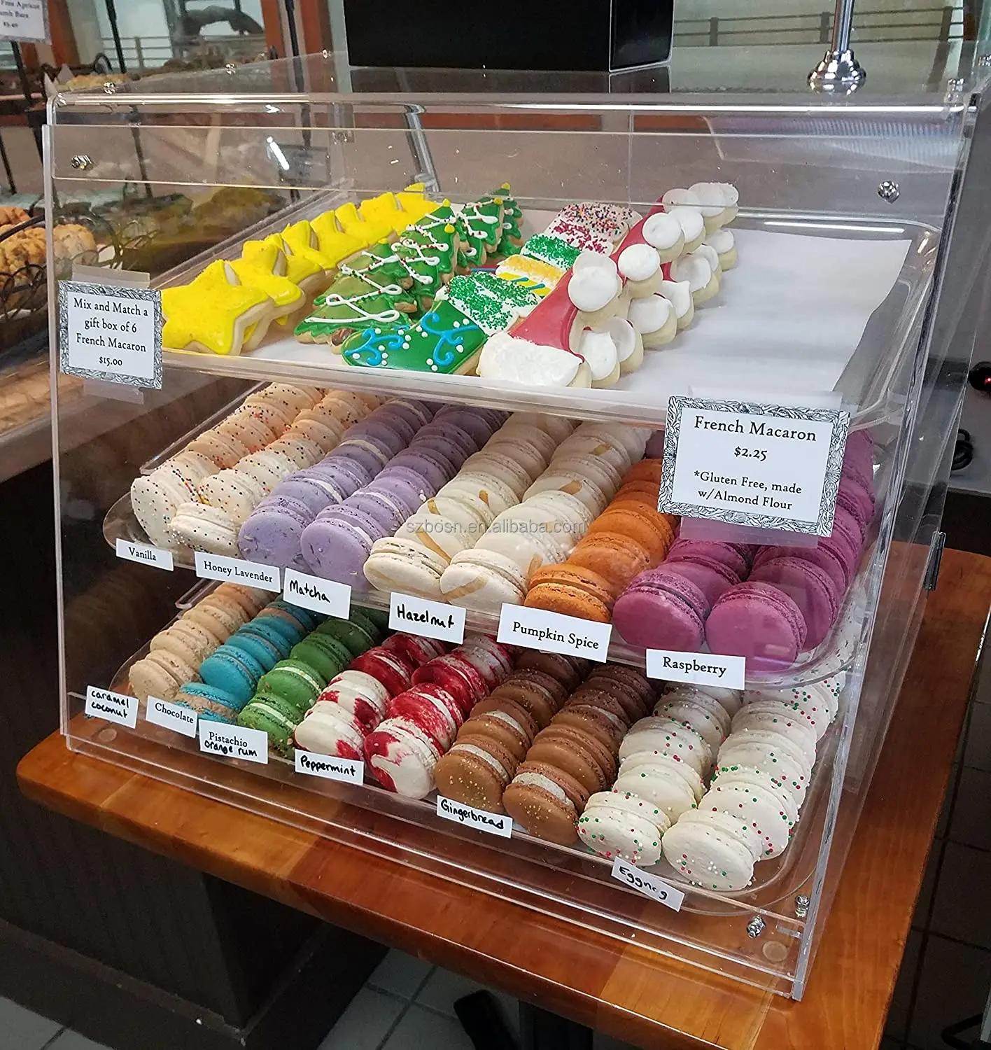 3-Tier Acrylic Bread Box Clear Acrylic Bread Display Box 3 Tray ...