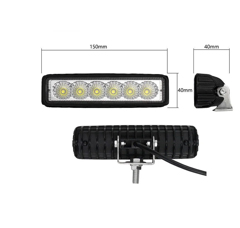 Jhs New Product 6inch 18w Work Light Flood Bar 6inch 18w Waterproof Flood Beam Auto Lights For ...