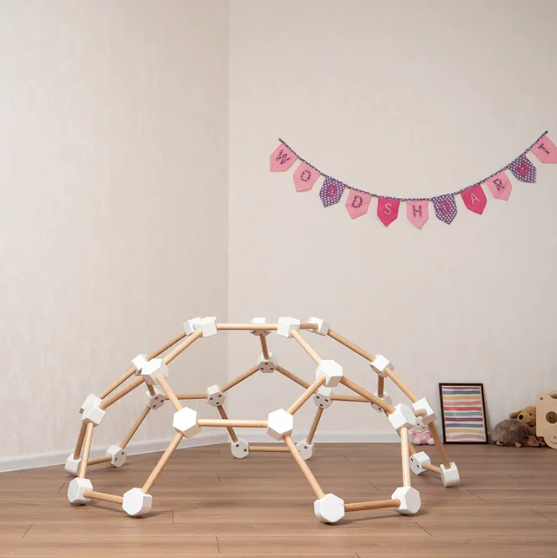 LM KIDS Indoor Playground Kids Climbing Wooden Climbing Dome Little ...