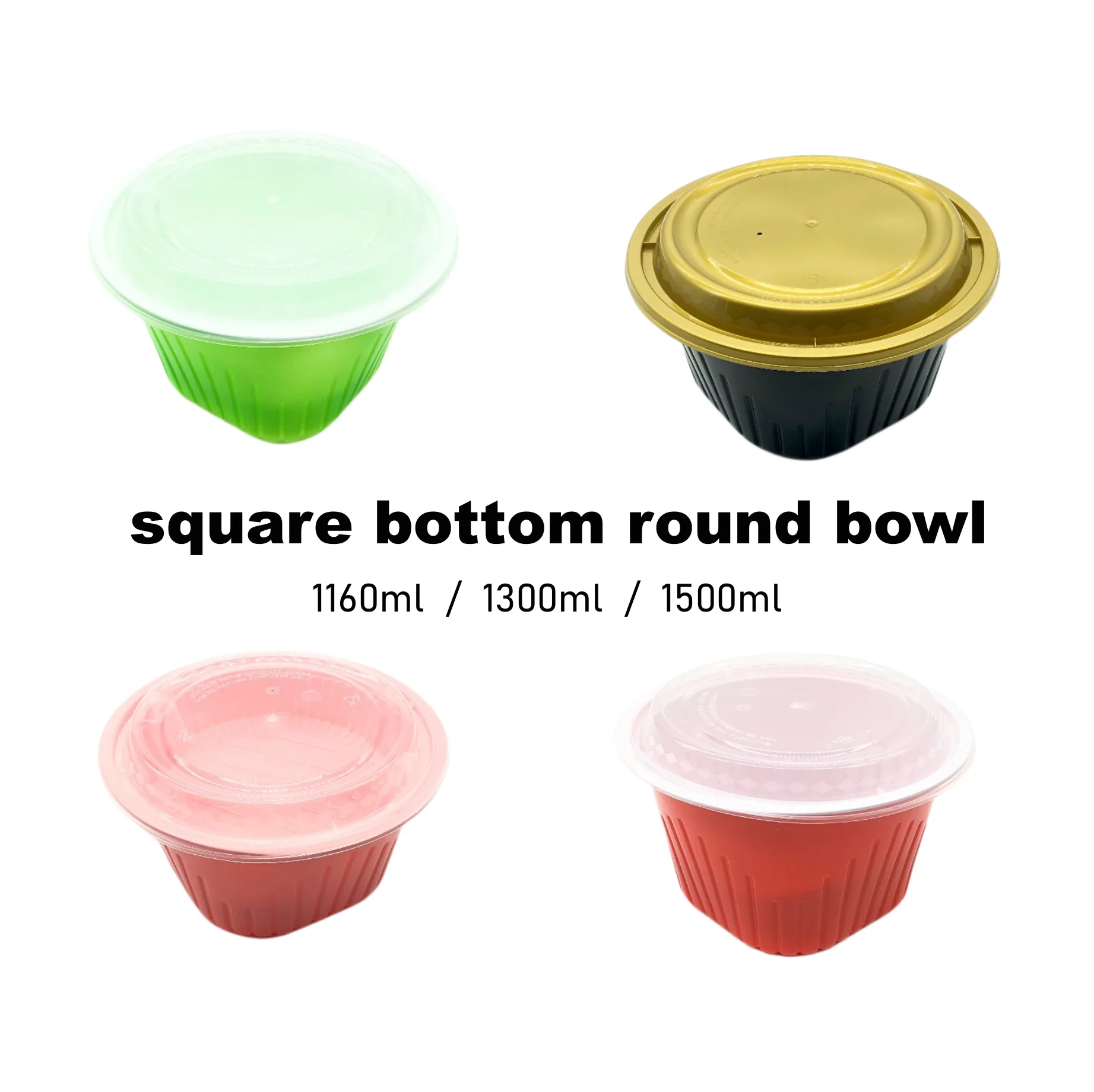 (1160ml-1500ml)disposable Square Bottom Round Bowl Takeaway Box ...