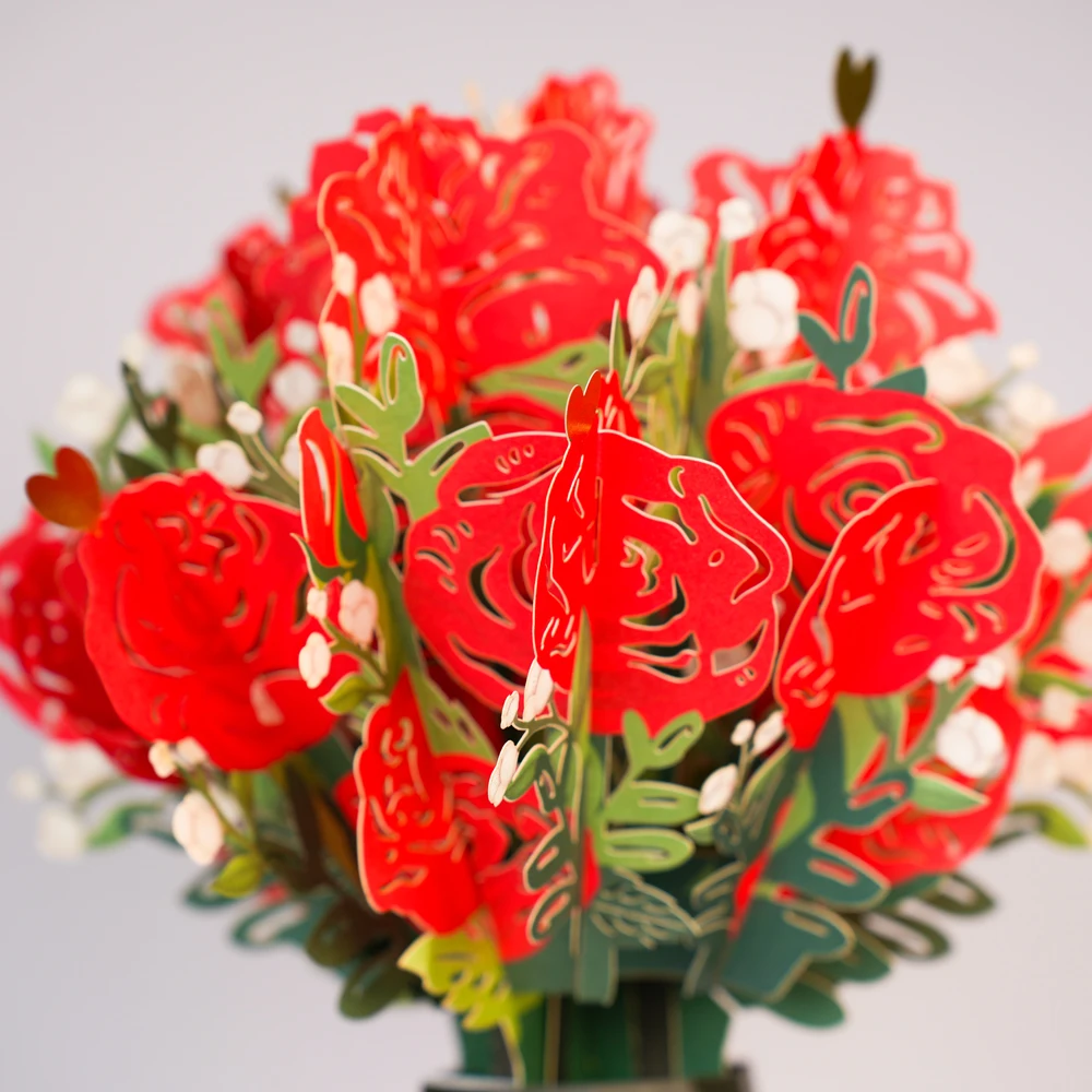 Bouquet Card Red Rose Custom Best Choice Unique Design High Quality Art ...