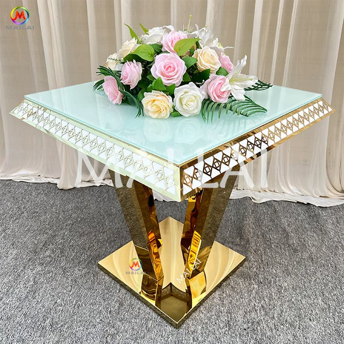 New Coming Gold Stainless Steel Square Cake Table for Wedding ...
