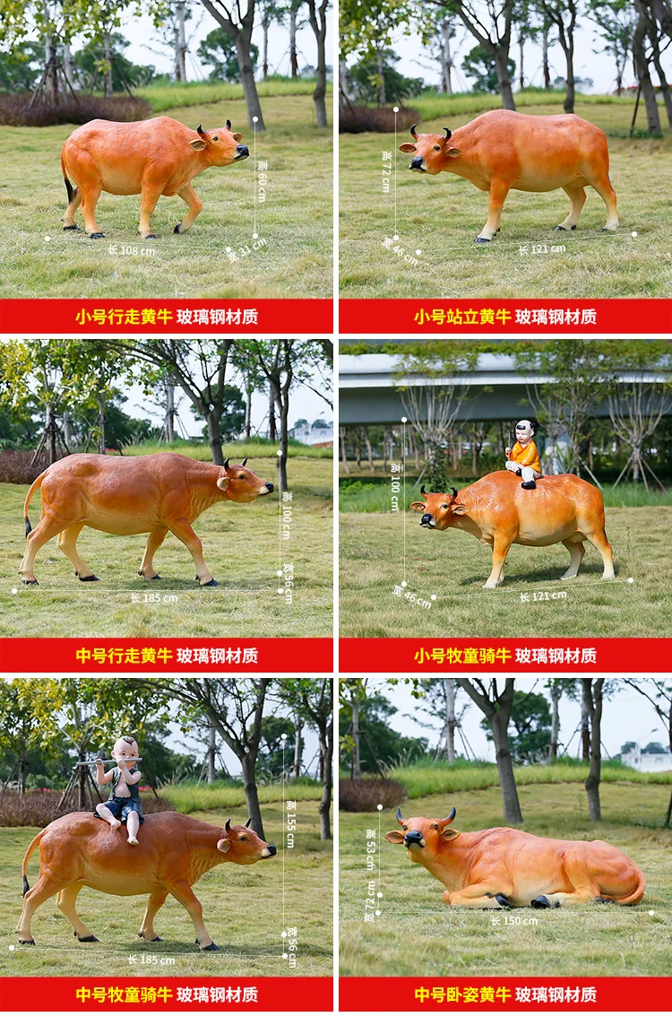Support Oem Resin Farm Cows Cattle For Sale / Life Size Yellow Cattle ...
