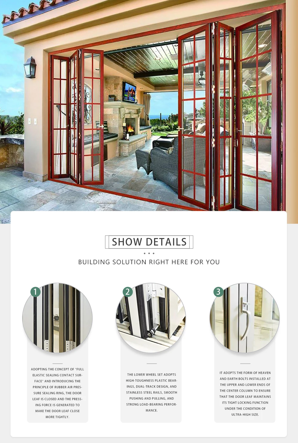 APRO Transparent Outdoor Accordion Weatherproof Bifold Door