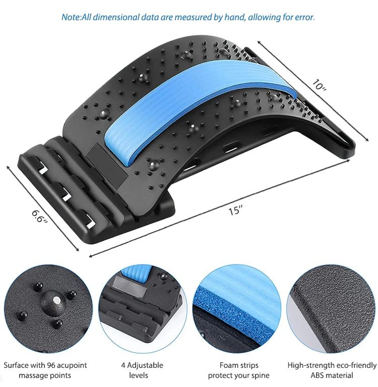 4 Adjustable Settings Back Stretcher Massager Spine Deck Lumbar Back ...