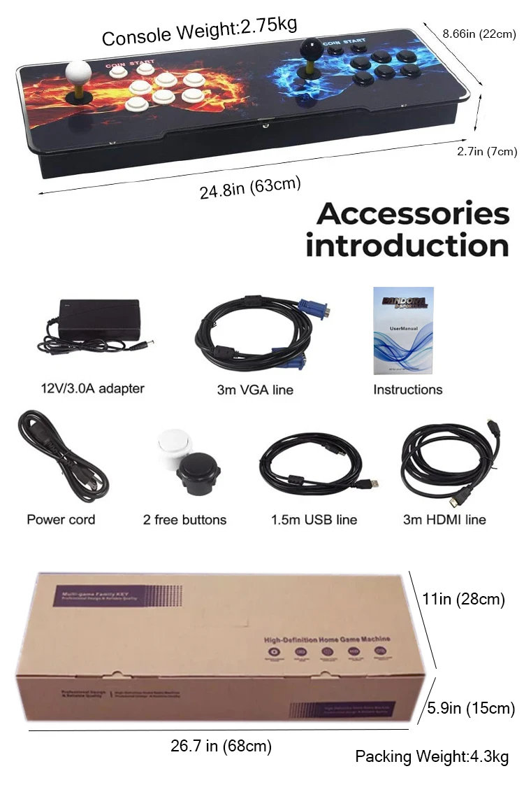 Tableros Classic Pandora Arcade Box 6688 Games Joystick Home Machine Arcade Game Station - Buy ...