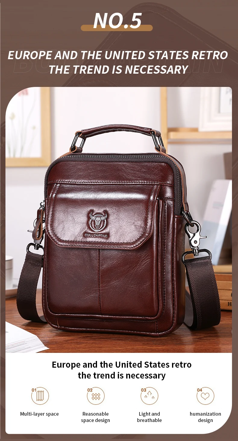 BULLCAPTAIN Men's Vintage Handbags - All Seasons Fashion