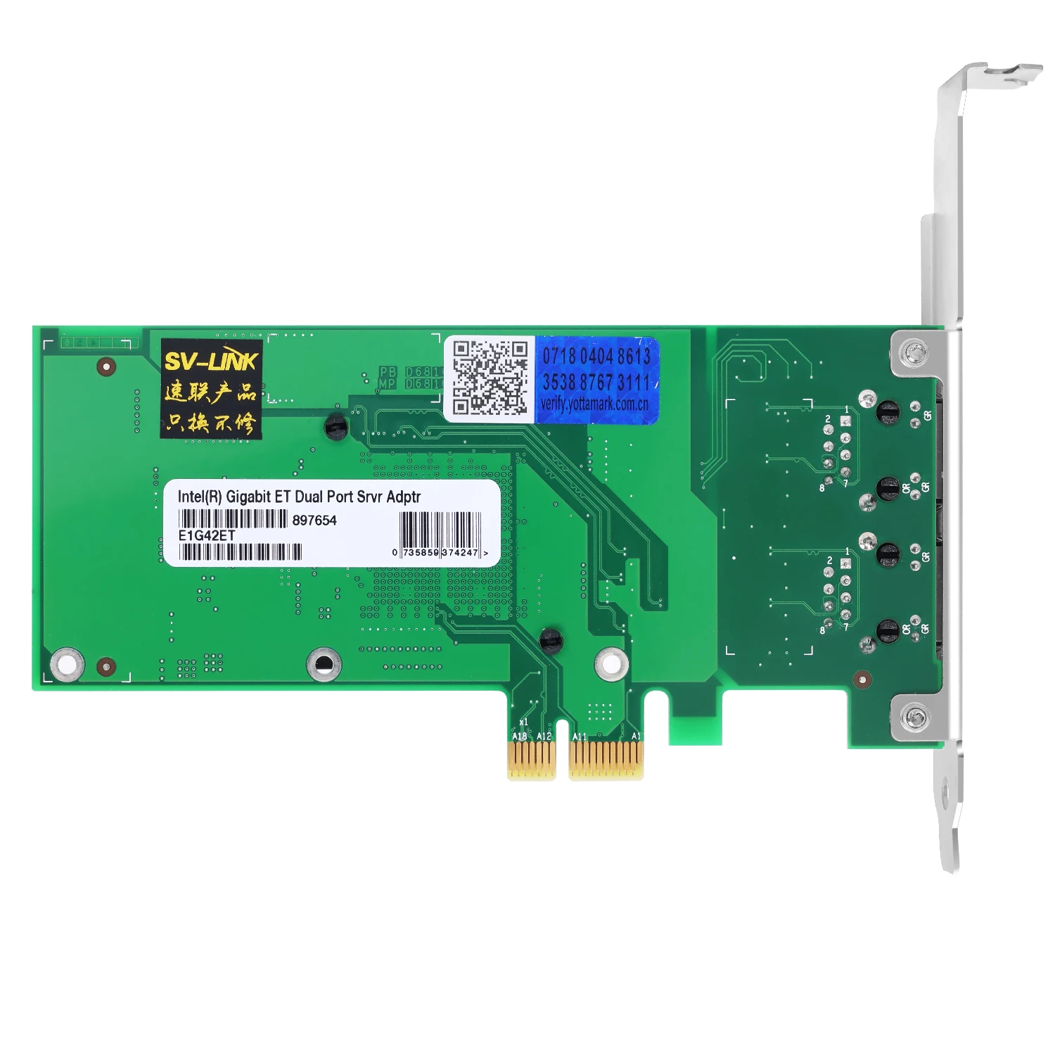 Network Interface Card Pcie V2.0 2.5gt/s X1 Lanes Hl82576eb Rj45dual ...