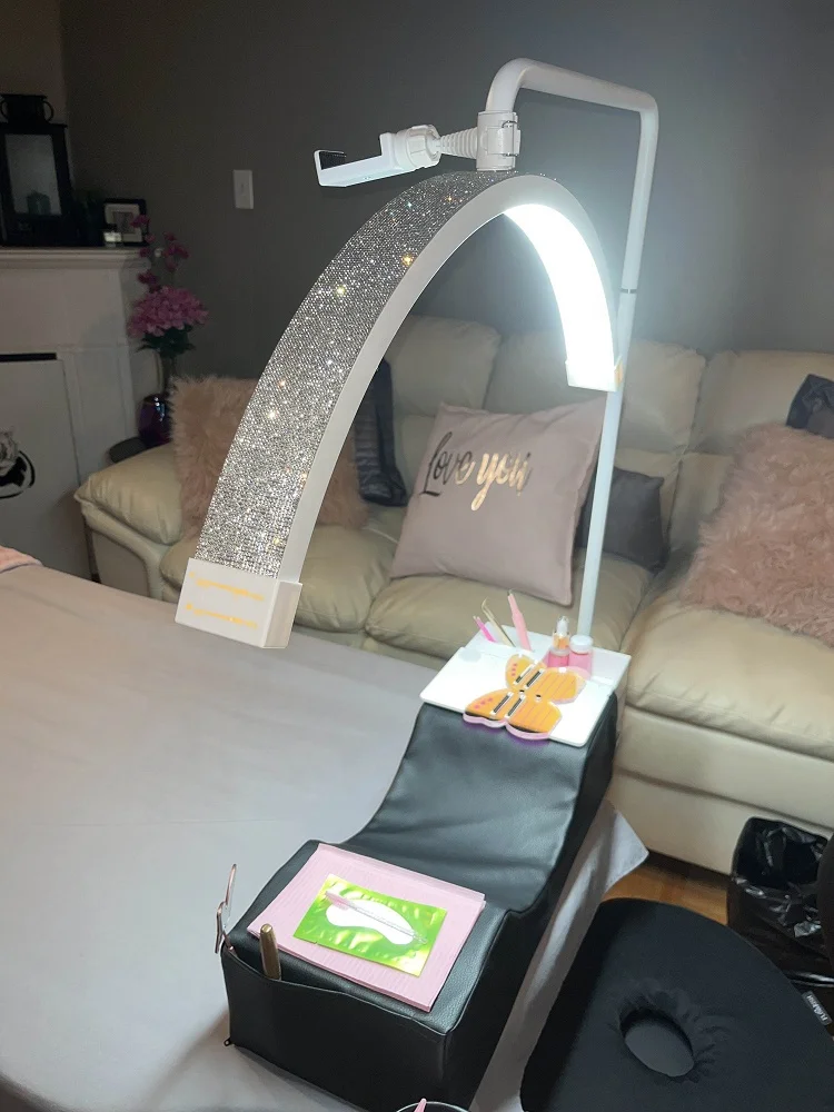 Fosoto 28inch Arch Beauty Light Glitter Half Moon Lamp Lashes Floor ...
