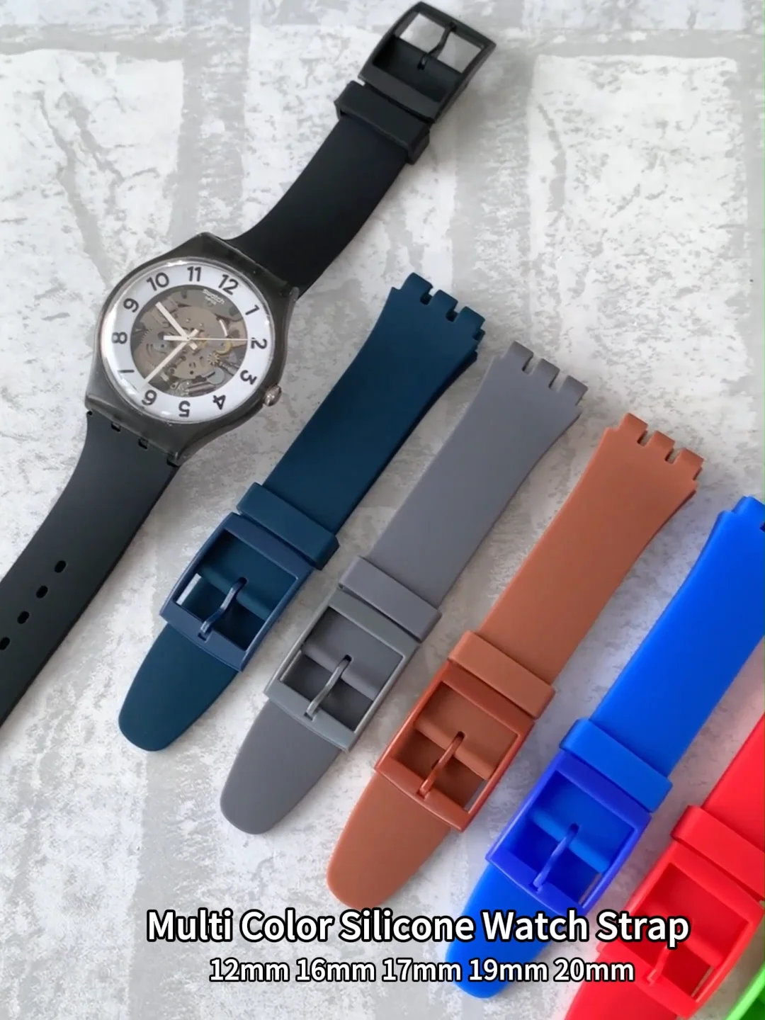 For Swatch Watch Bands Multi Color Silicone Watch Strap 12mm 16mm 17mm ...