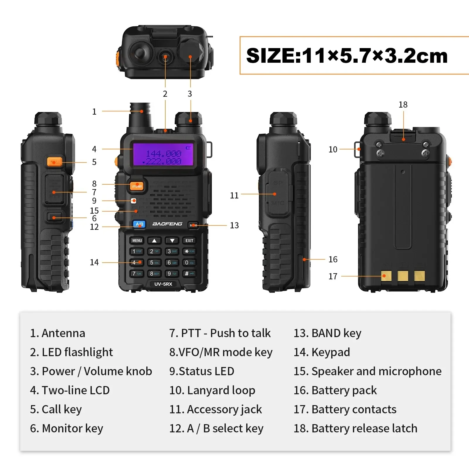 Baofeng Uv-5rx Am Aircraft Band Walkie Talkie Uv Band - Buy Uhf Radio ...