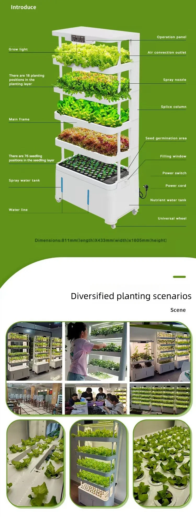Hydroponic System with Spray Vegetables Planting Machine