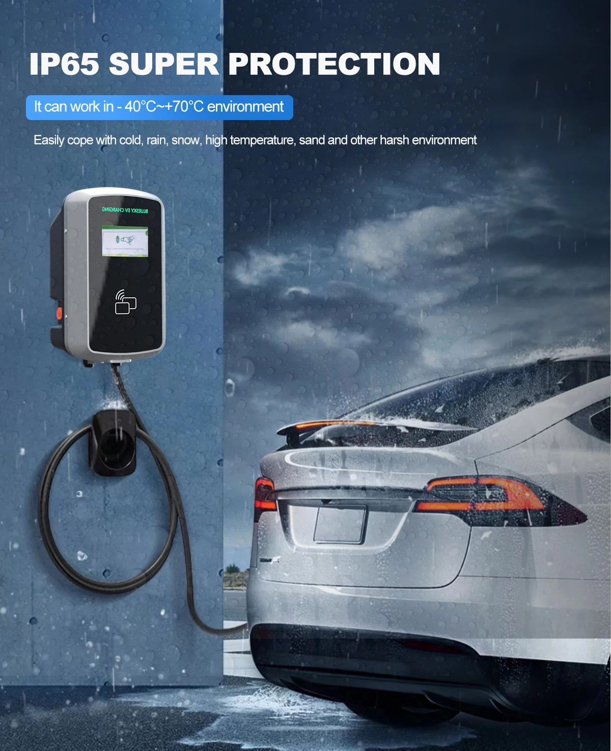 Bluesky Smart Electric Car Charging Station Pole Ocpp Evse Wallbox ...