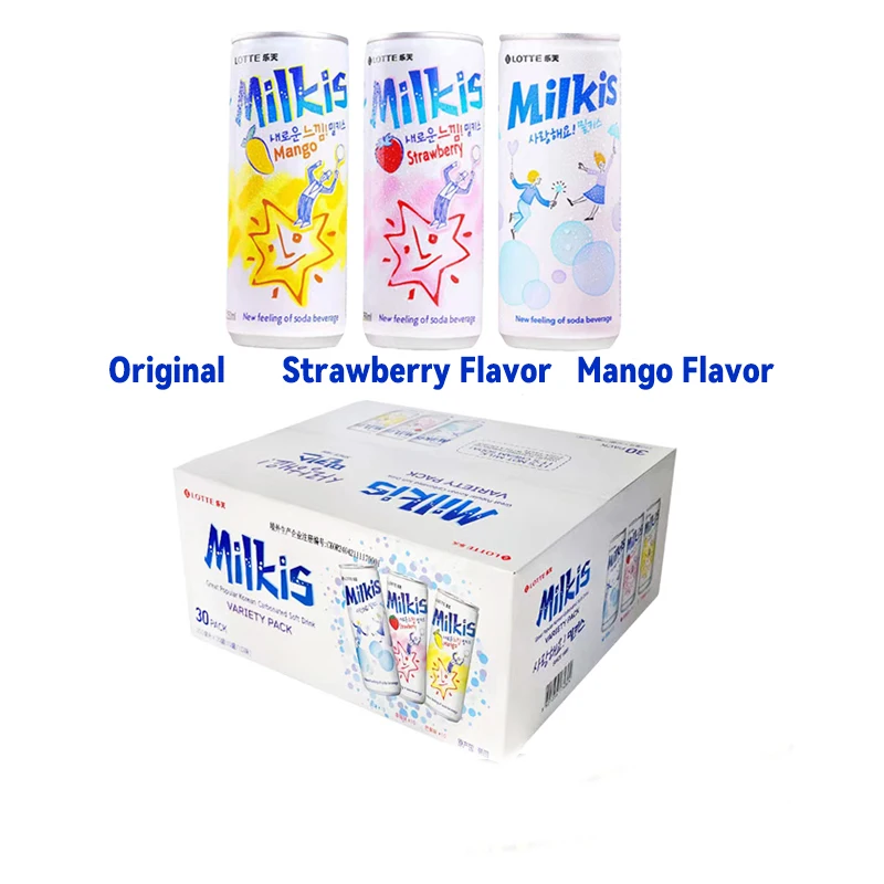 Korea Lotte Milkis Drinks Milk Strawberry Original Flavor Carbonated ...