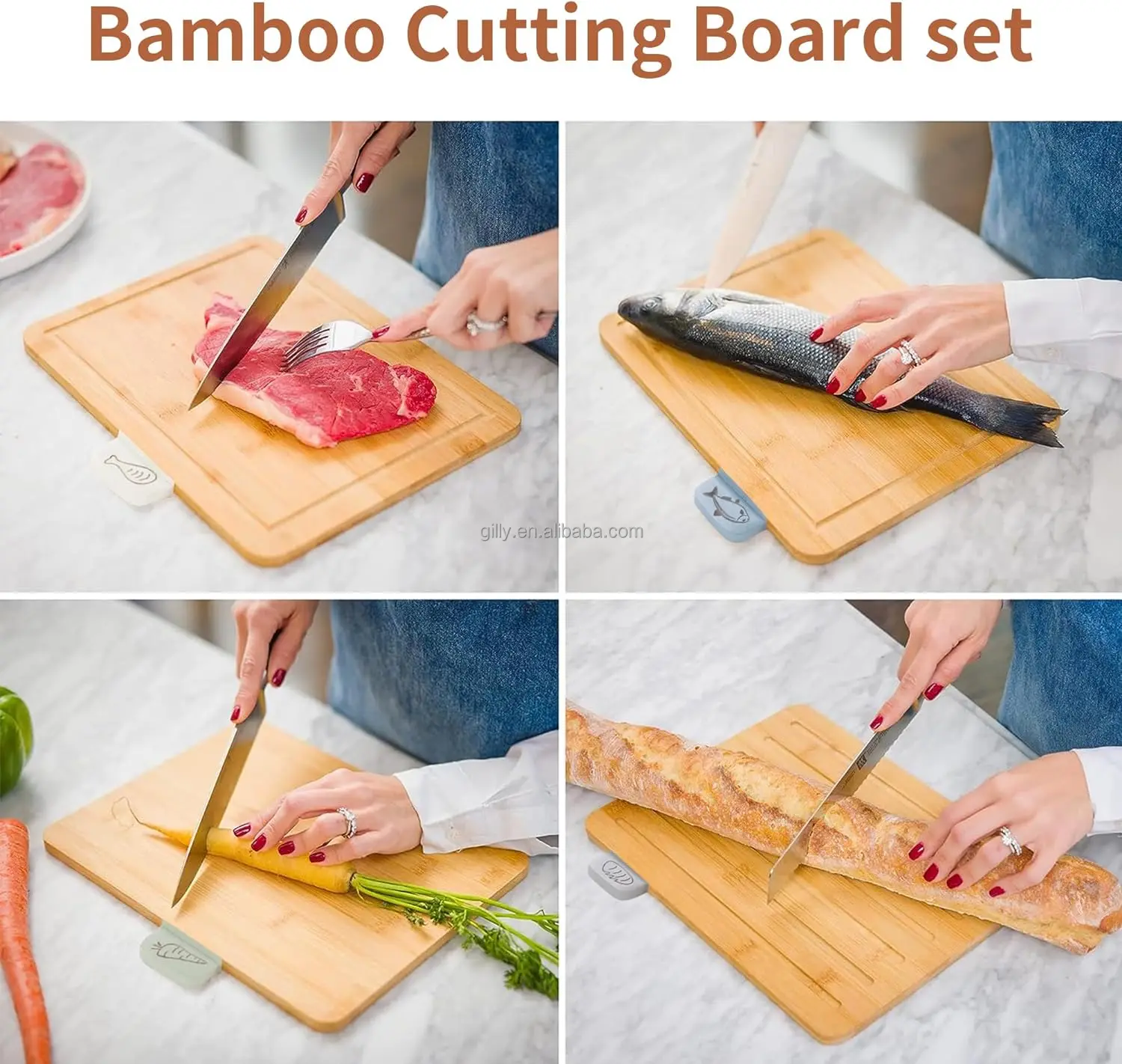 Eco-friendly Bamboo Chopping Board Set - Durable & Space-saving