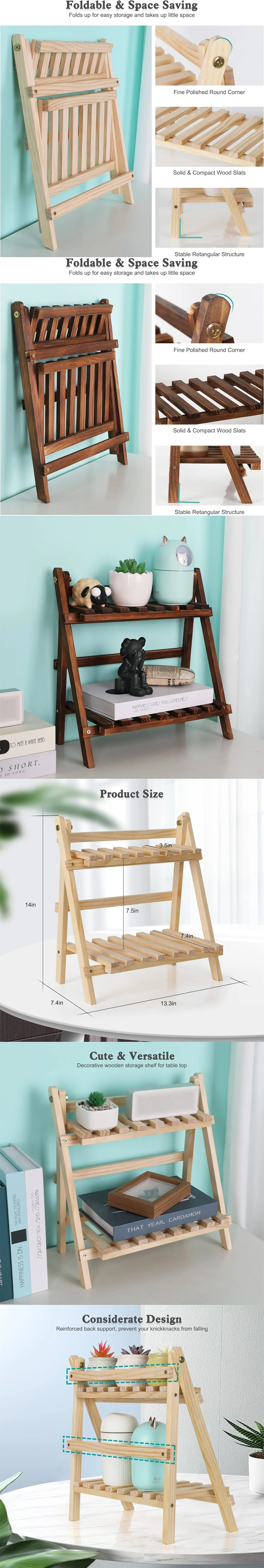 2 Tier Tabletop Plant Stand - Sustainable Wood Organizer