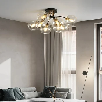 Modern Clear Gray Glass Ceiling Light Dining Room Parlor Hanglamp ...