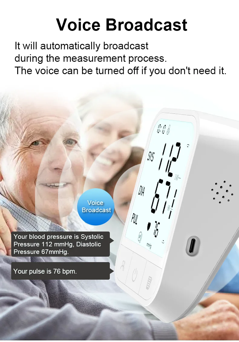 Upper Arm Automatic Blood Pressure Monitor Cuff Bp Machine ...
