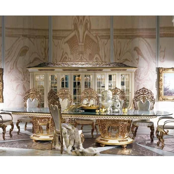 European Elegant Palace Dining Room Furniture Wooden Carving Dining ...