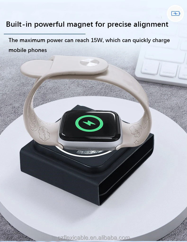 Leather Design 3 In 1 Wireless Magnetic Phone Charger Foldable Travel ...