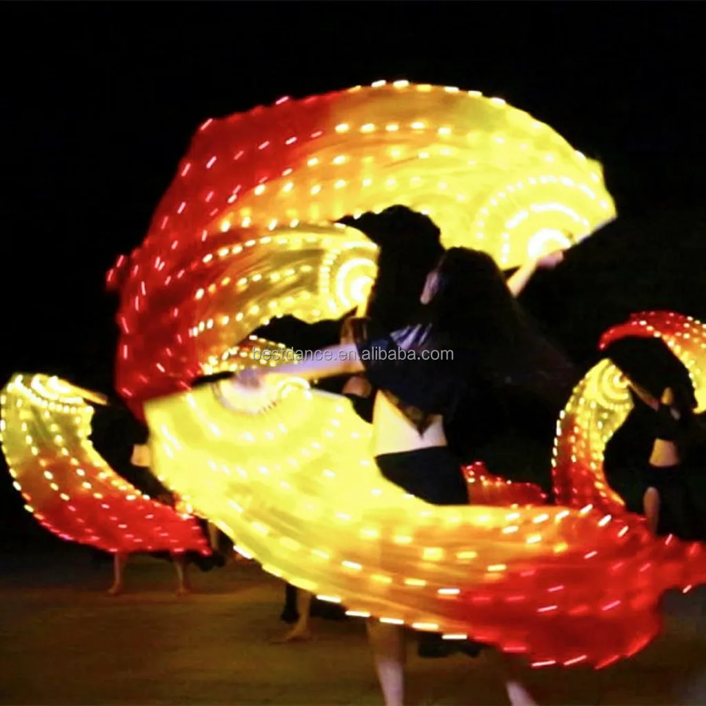 Bestdance Belly Dance 1 Pair(left+right) Natural Silk Fans Led Light 1 ...