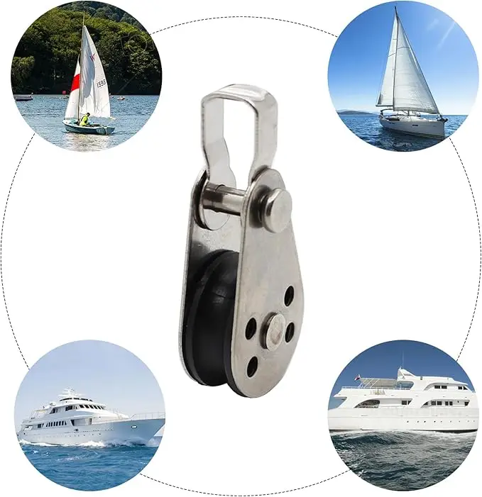 Stainless Steel 316 Marine Wire Rope Swivel Pulley Sailing Block Kayak ...