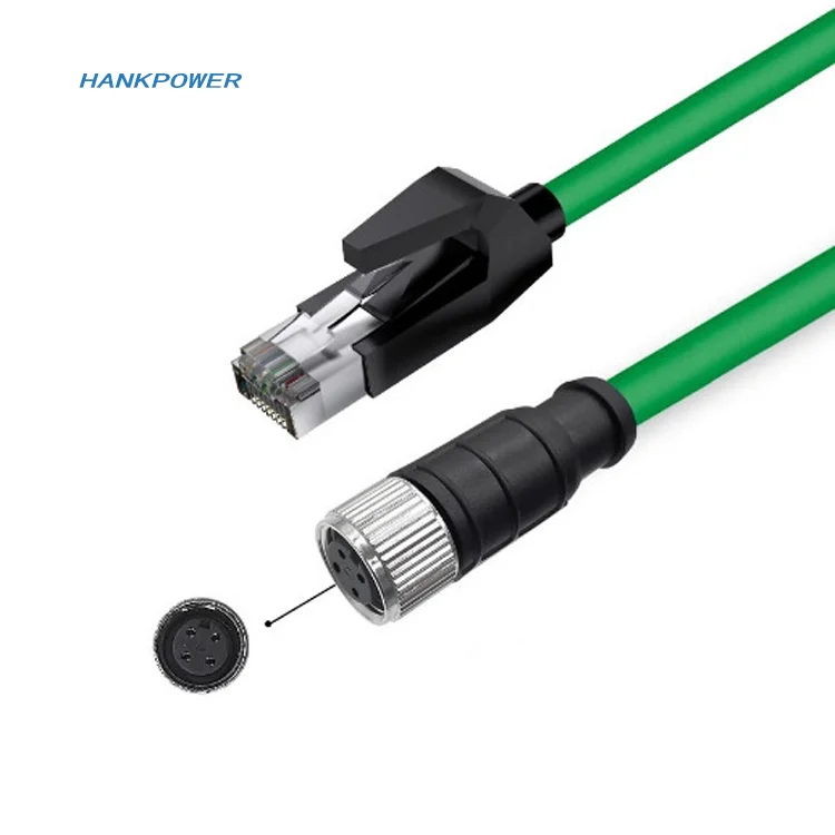 Right Angle M12 D Code 4pin Male To Rj45 Male Industrial Ethernet Cat6 ...