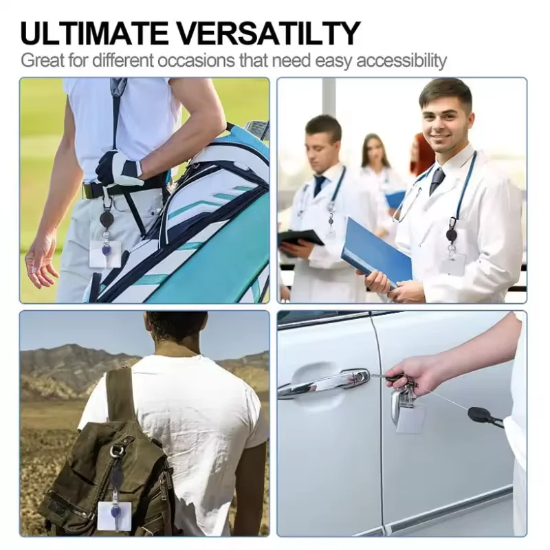 Retractable Key Chains Heavy Duty Alloy Carabiner Badge Holder Tactical ...