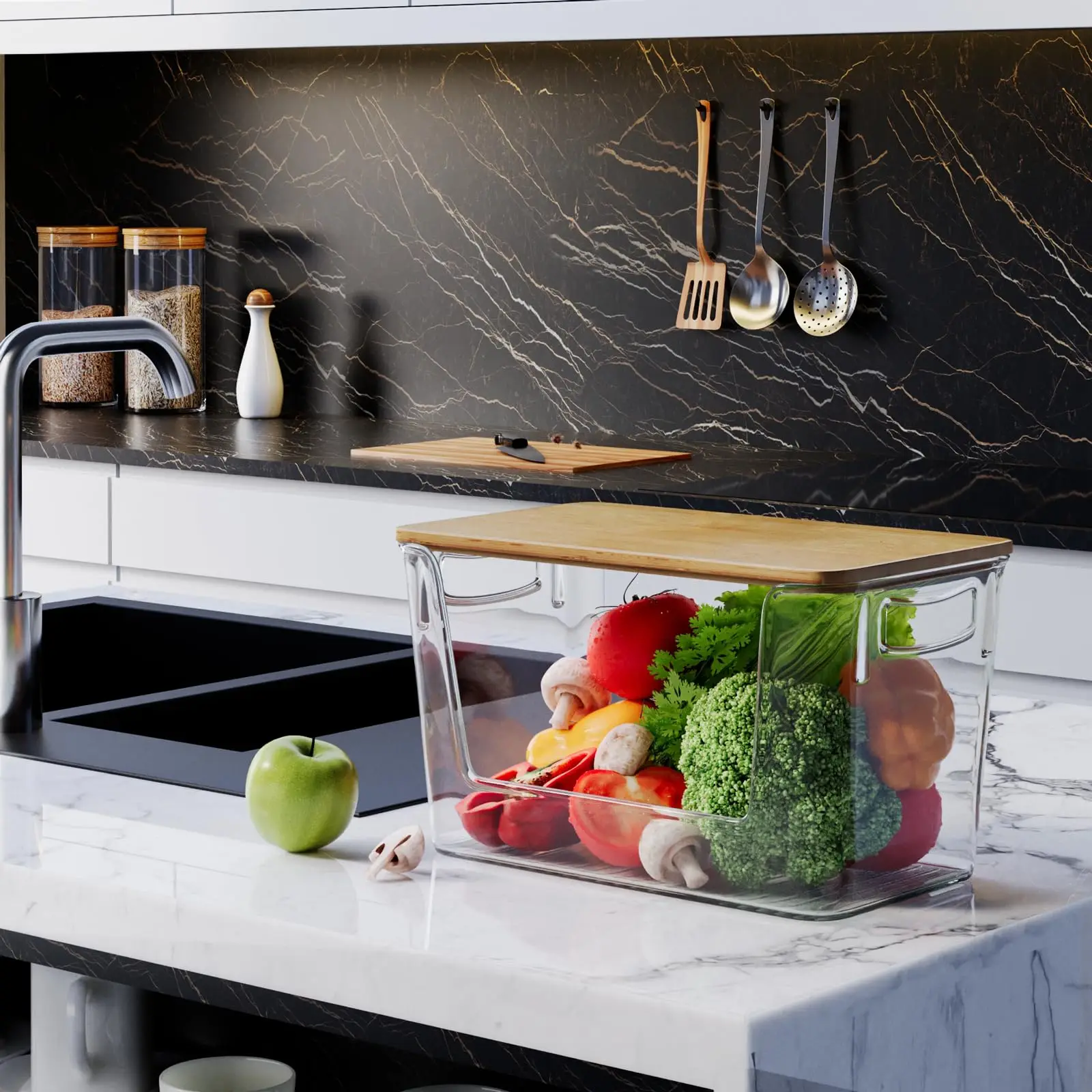 Clear Stackable Storage Containers - Ideal for Kitchen Organization