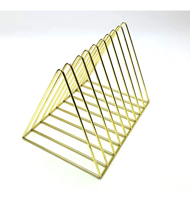 Wire Metal Gold Triangle Book Magazine Holder Desktop File Sorter ...