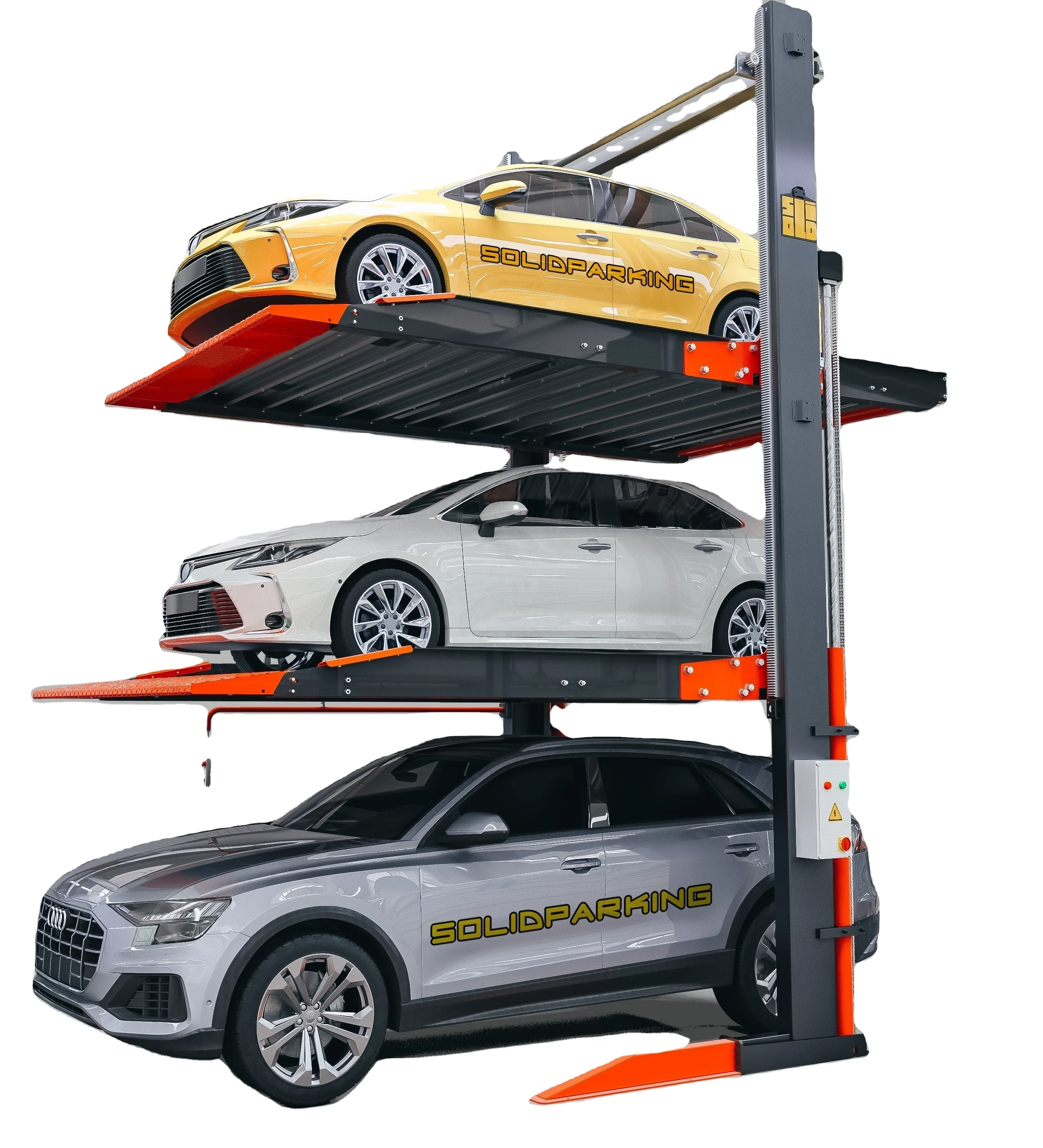 Three-level triple stacker mechanical vehicle parking lift equipment ...