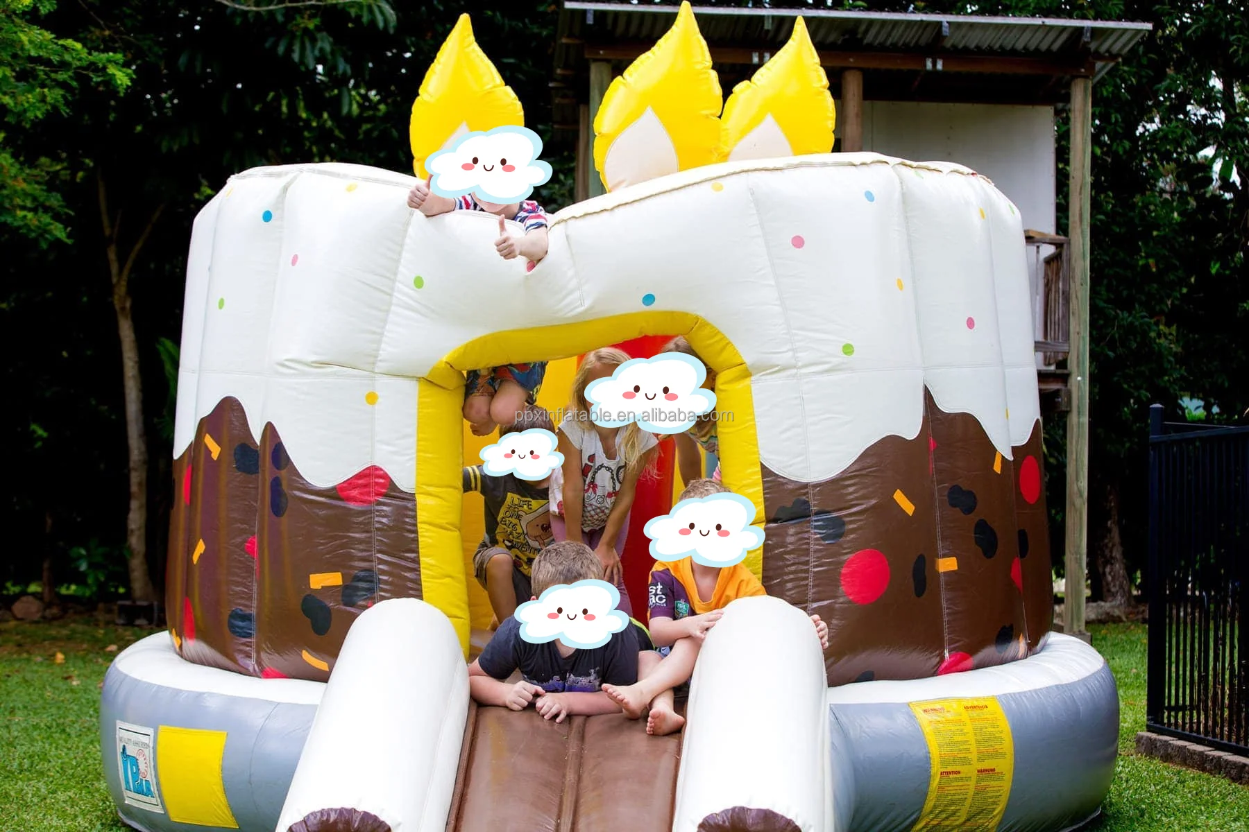 Happy Giant Inflatable Birthday Cake And Candy Theme Inflatable Bouncy ...