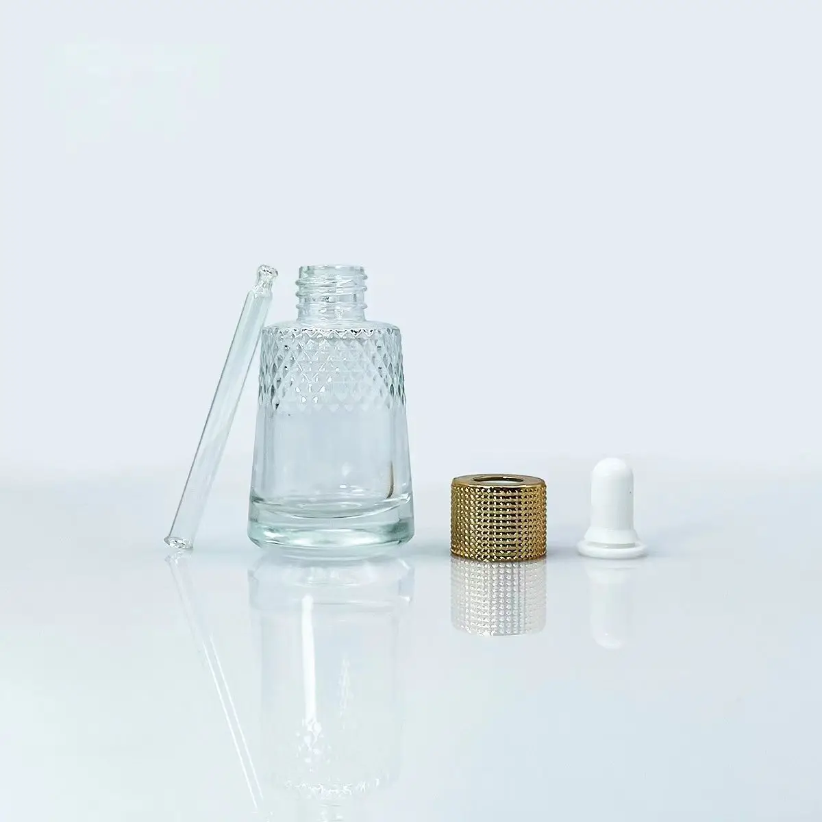 Transparent Glass Dropper Bottle Push Button Drop Pipette Flat Shoulder ...