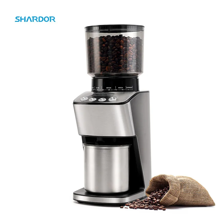 350g Large Bean Hopper Anti-static Silver Stainless Steel Conical Burr ...