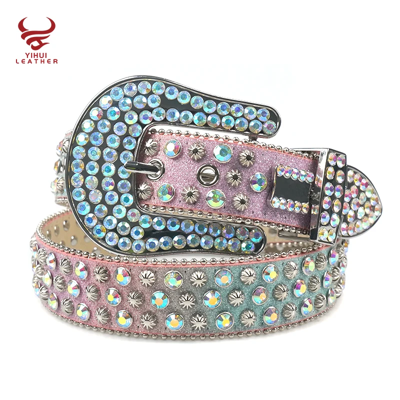 New Styles Graved Diamond Pu Leather Belts Bling Bling Removable Big ...