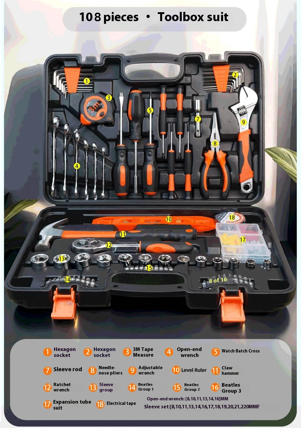 Fennec Tool Set - 108pcs Hardware Toolbox for Home Repair