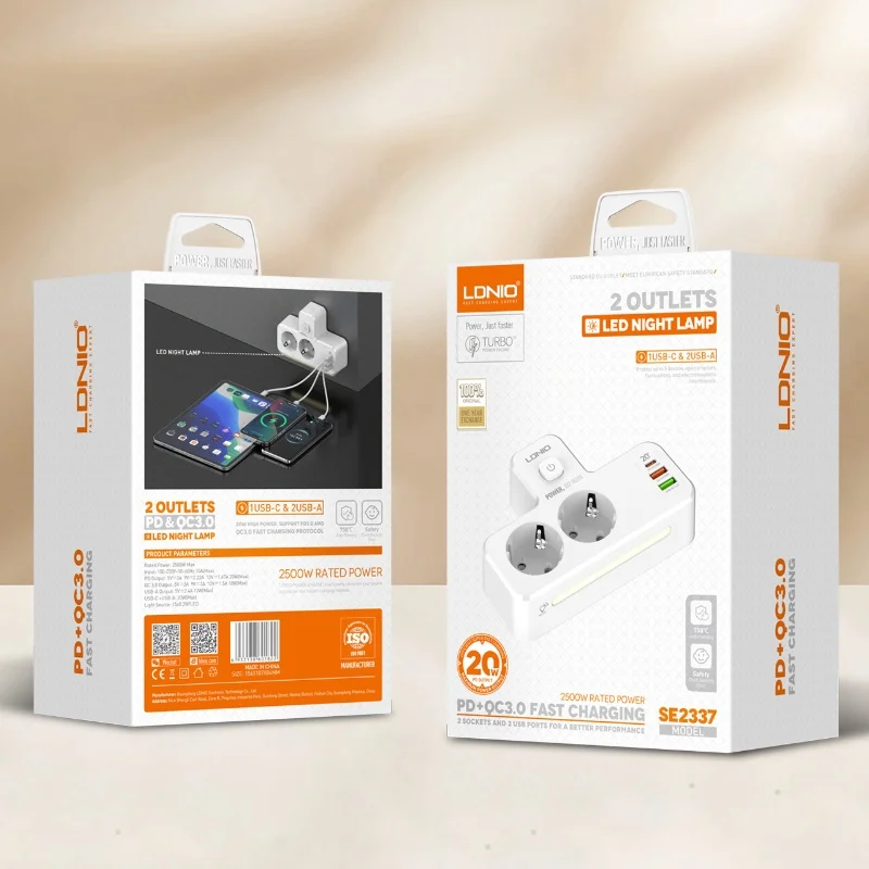 Ldnio Ldnio Se2337 Universal Outlets Power Strip Tower 2 Outlet Wall ...