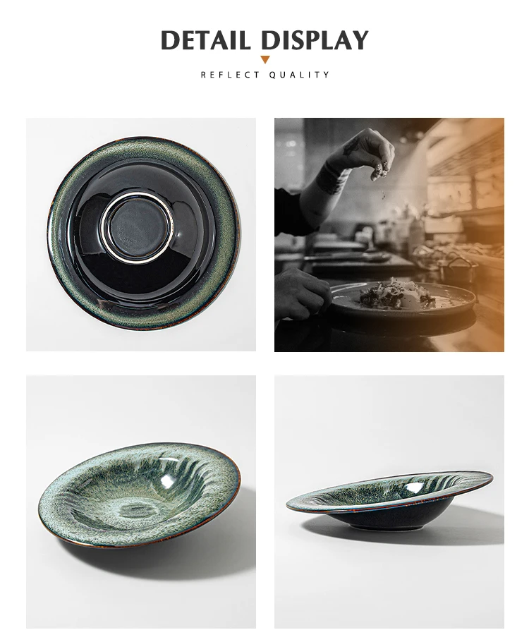 Vintage Blue Reactive Stone Texture Crockery Dinnerware