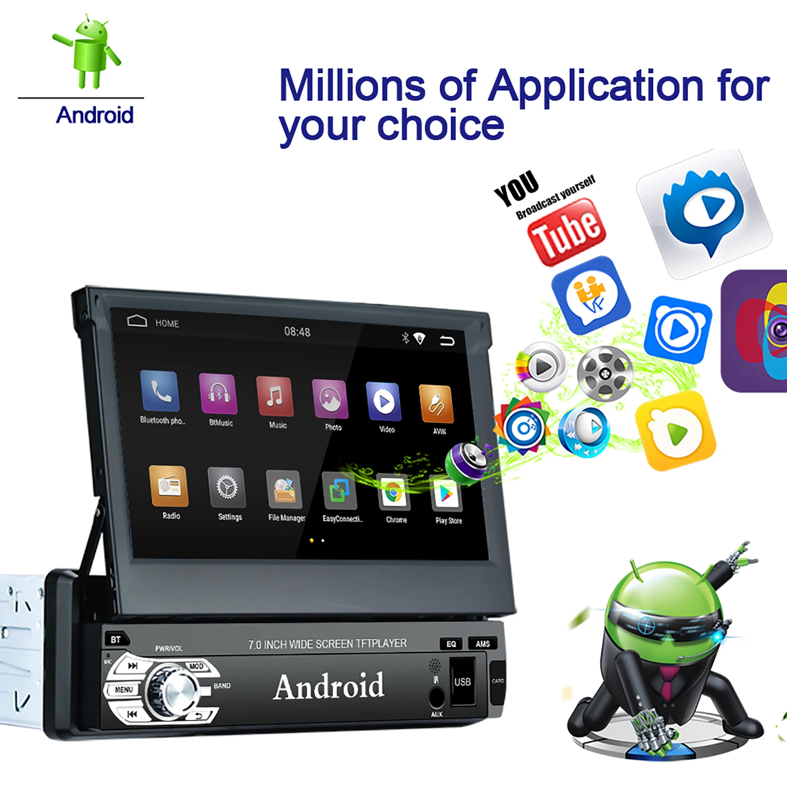 Bbzl 1 Din 7 Inch Car Multimedia Dvd Player With Flip Out Screen ...