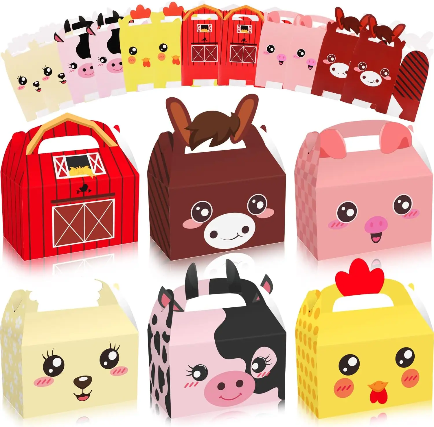 12PCS Farm Animal Party Decorations Favor Box Birthday Gift Box Farm ...