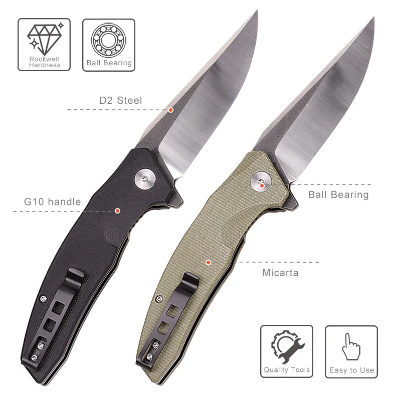 Self Designed New Micarta Handle Folding Pocket Knife EDC Outdoor ...