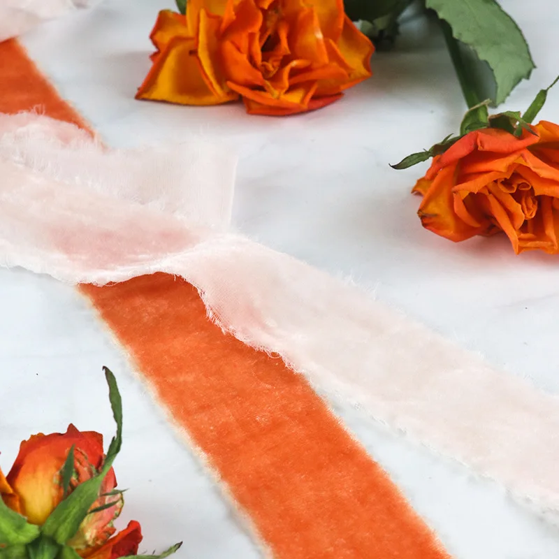 Hotsale Handmade Rough Edge Velvet Ribbon - Frayed Raw Silk